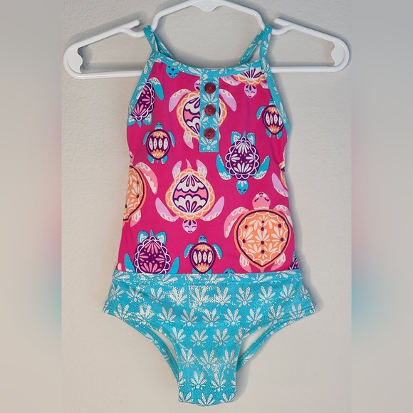 Hatley | Swim | Nwt Haltey Swim Girls Pretty Sea Turtles Colourblock ...